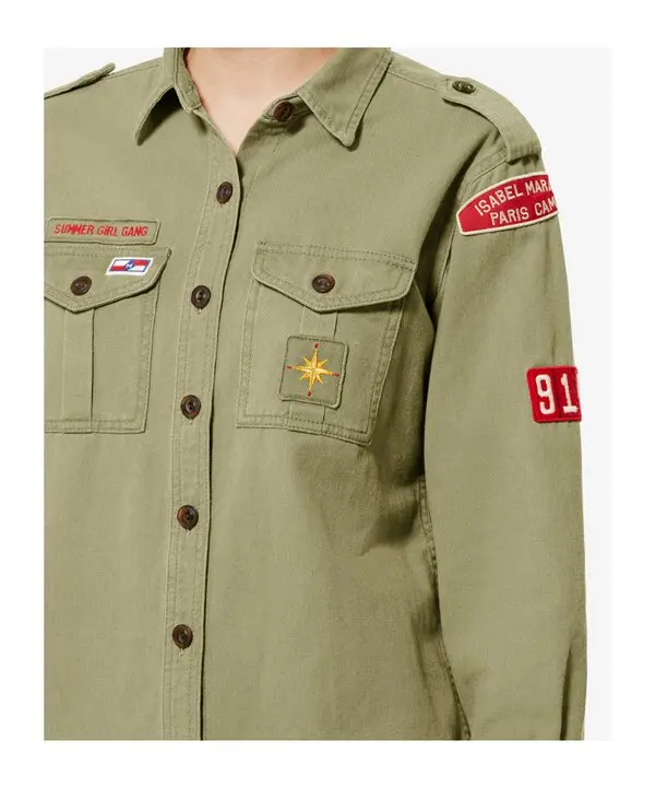Isabel Marant Étoile Umberta Cotton Twill Overshirt With Patches - Khaki