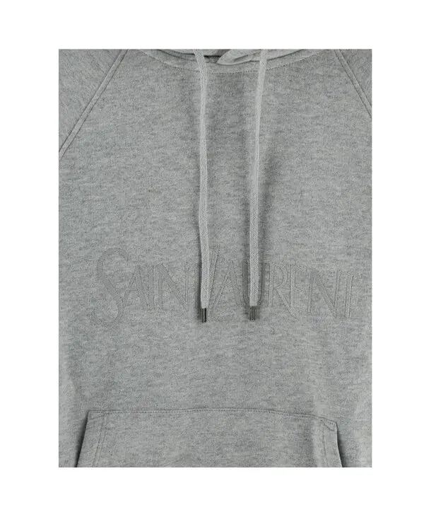 Saint Laurent Logo Embroidered Drawstring Hoodie