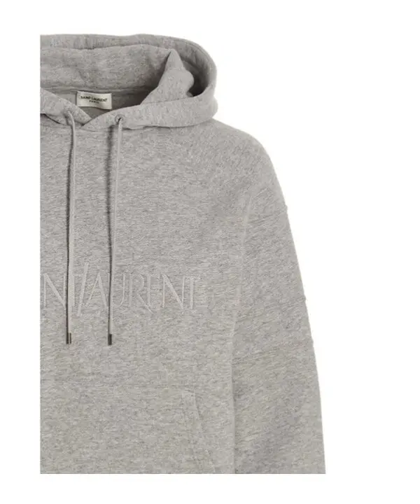 Saint Laurent Logo Embroidered Drawstring Hoodie