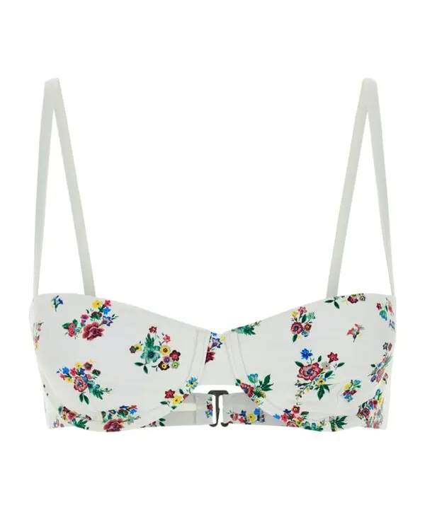 Tory Burch All-over Paisley Print Stretch Bikini Top - White