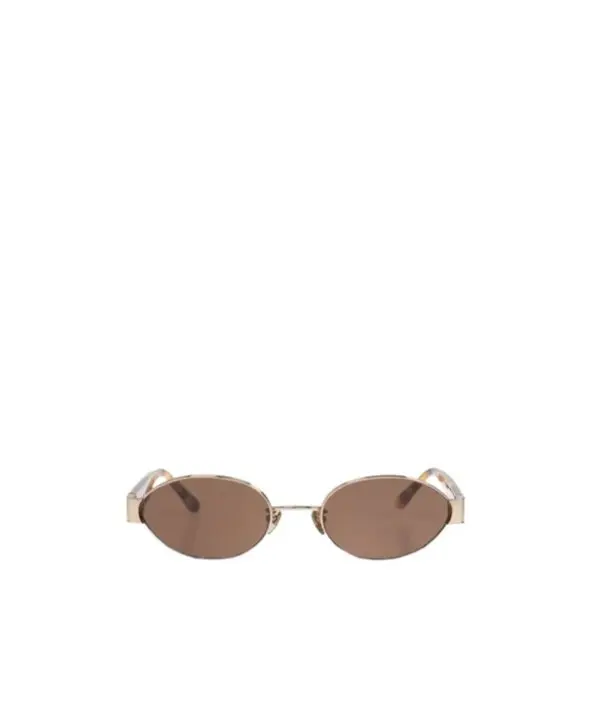 Linda Farrow Sadie Oval Frame Sunglasses - Brown