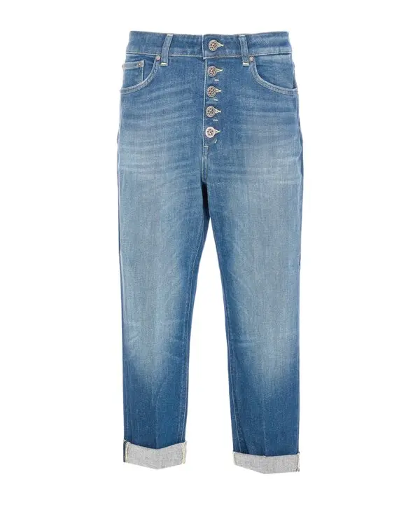 DONDUP Button-fly Patch Logo Jeans - Blue
