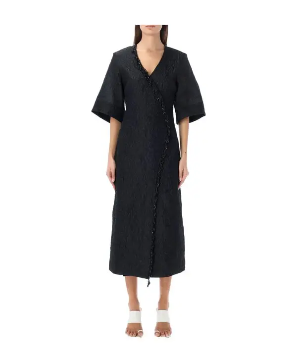GANNI Jacquard Organza Midi Dress