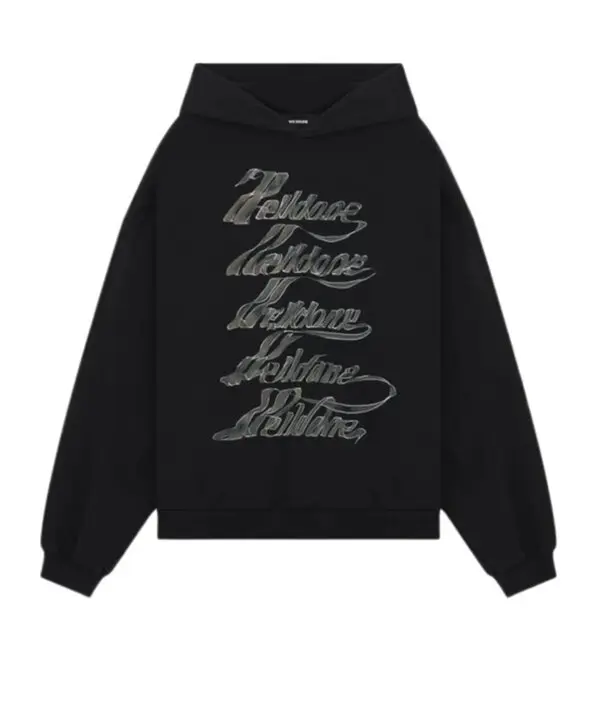 We11Done Ribbon-logo Hoodie - Black