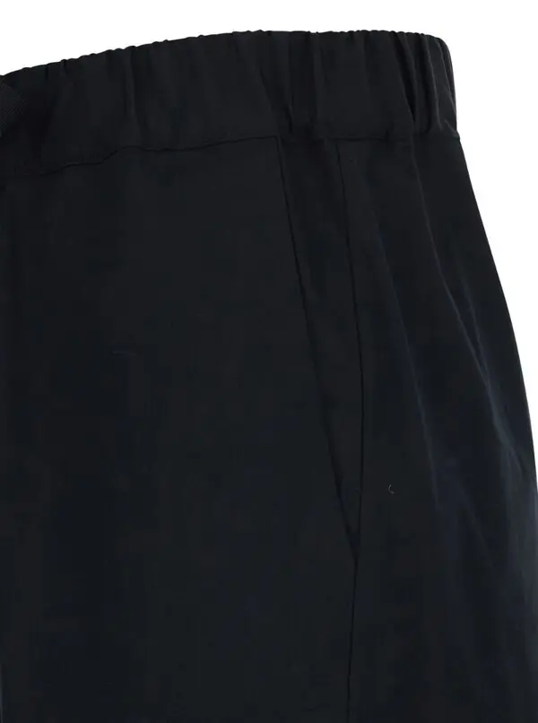 SEMICOUTURE Drawstring Relaxed Fit Cotton Stretch Pants - Black
