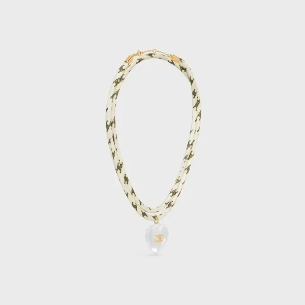 Celine Triomphe Heart Necklace In Resin And Brass With Gold Finish