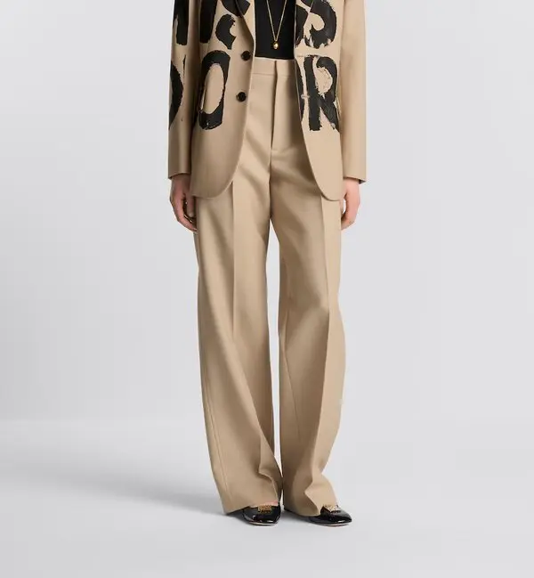 Dior Wide-leg Tailored Pants - Beige
