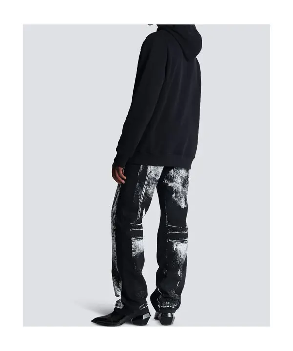 Balmain Flocked Logo Drawstring Hoodie