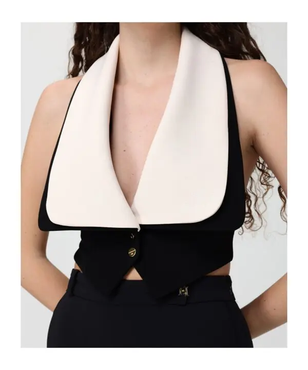 Elisabetta Franchi Cropped Shawl Collar Gilet