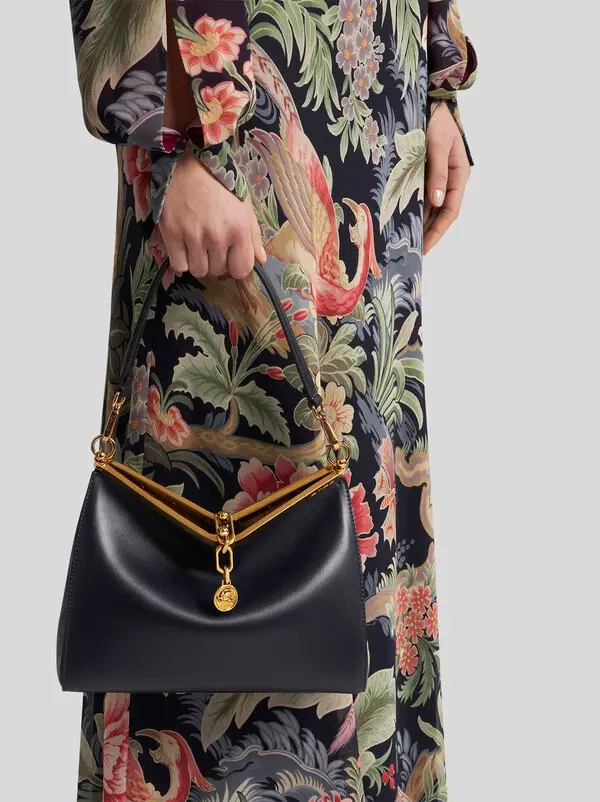 Etro Log Charm Medium Vela Shoulder Bag - Blue