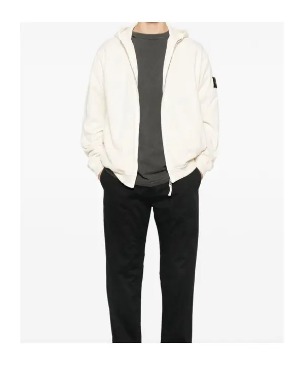 Stone Island Logo Patch Zipped Hoodie