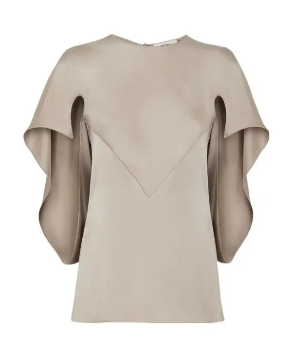 Fendi Cape Sleeved Blouse With Cut-out Detail - Gray