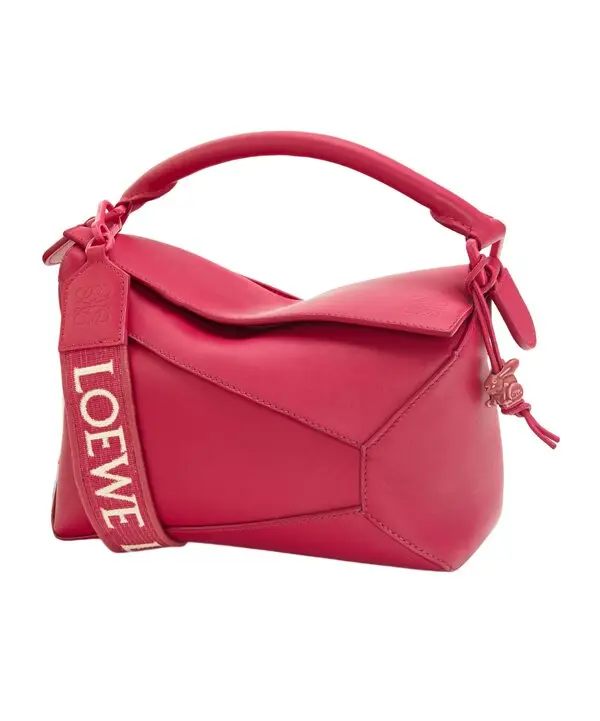 Loewe Small Puzzle Edge Bag In Satin Calfskin - Red