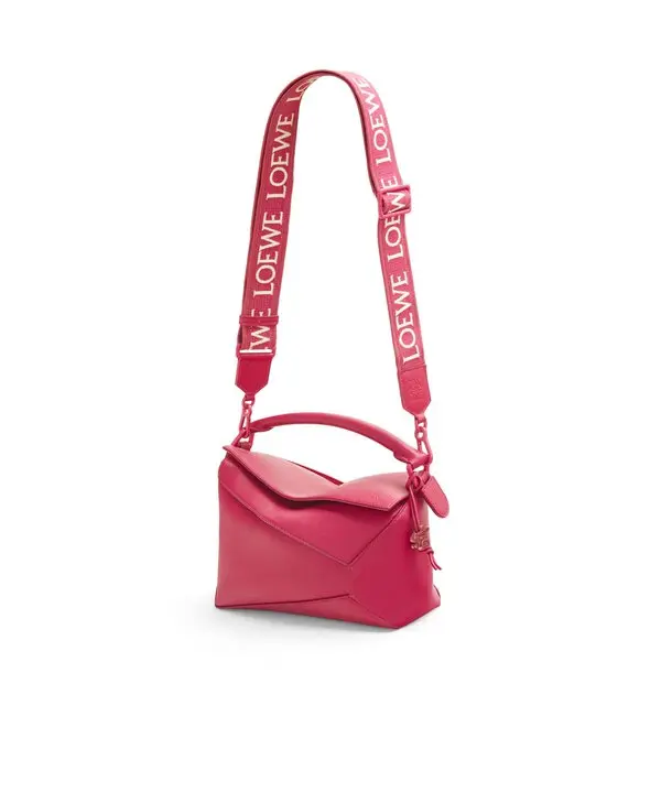Loewe Small Puzzle Edge Bag In Satin Calfskin - Red