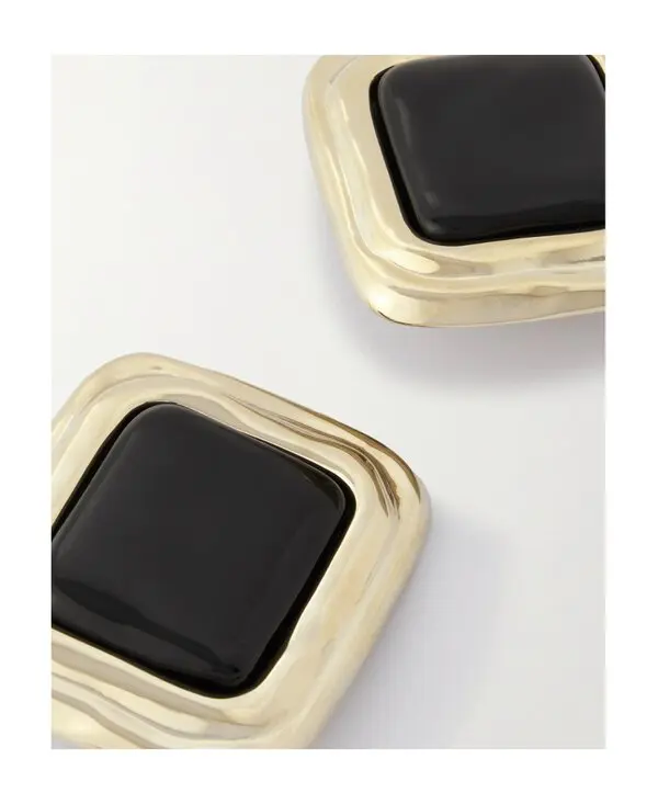 Saint Laurent Square Cabochon Enamel And Metal Earrings