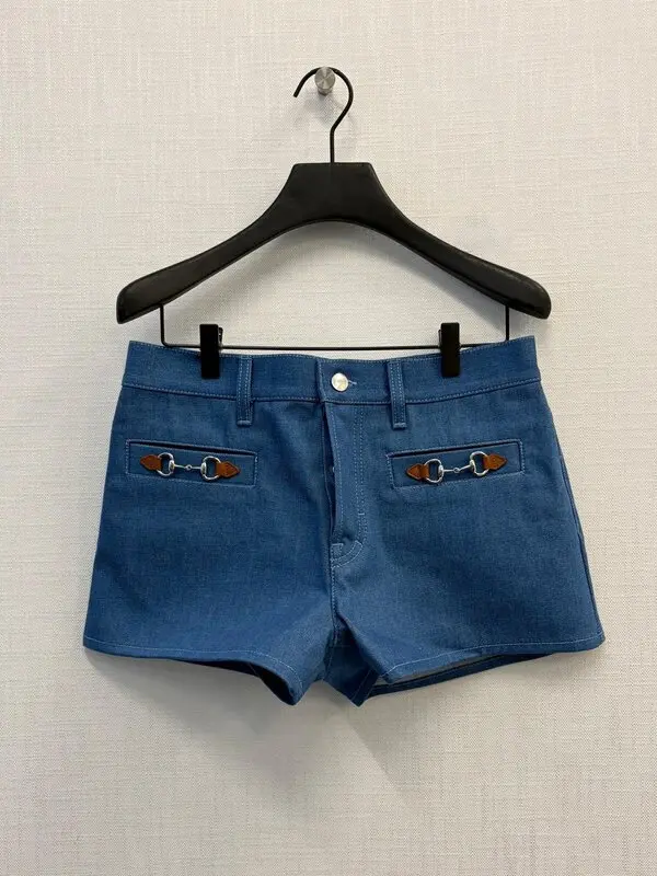 Gucci Horsebit Detail Denim Shorts