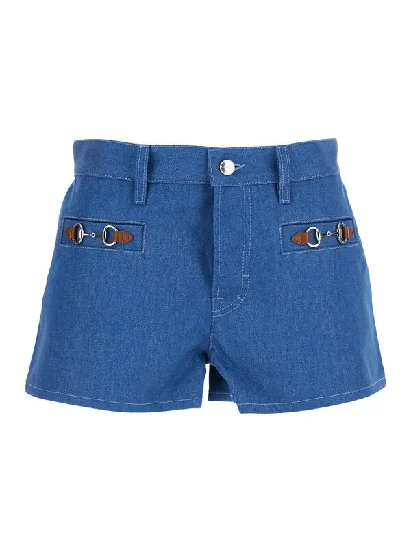 Gucci Horsebit Detail Denim Shorts - Blue