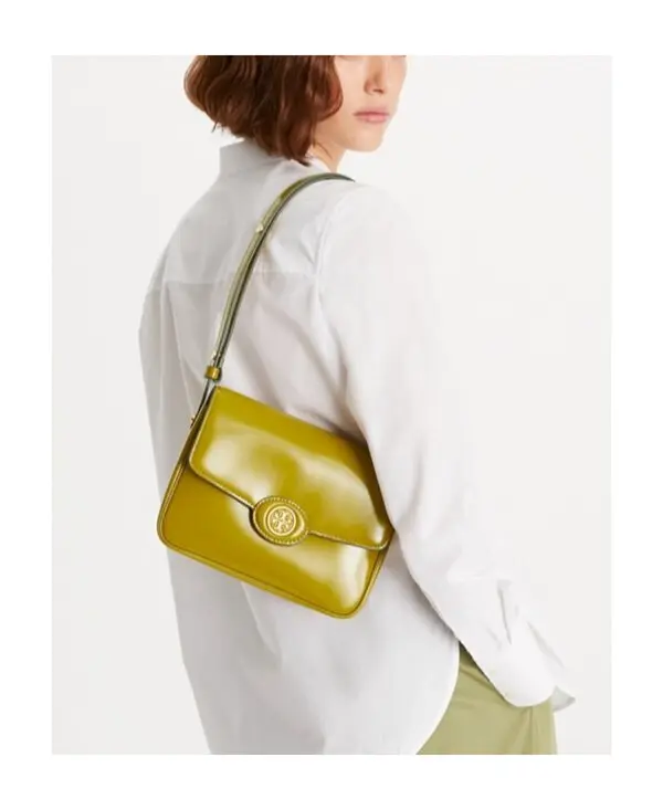 Tory Burch Robinson Spazzolato Shoulder Bag - Brown