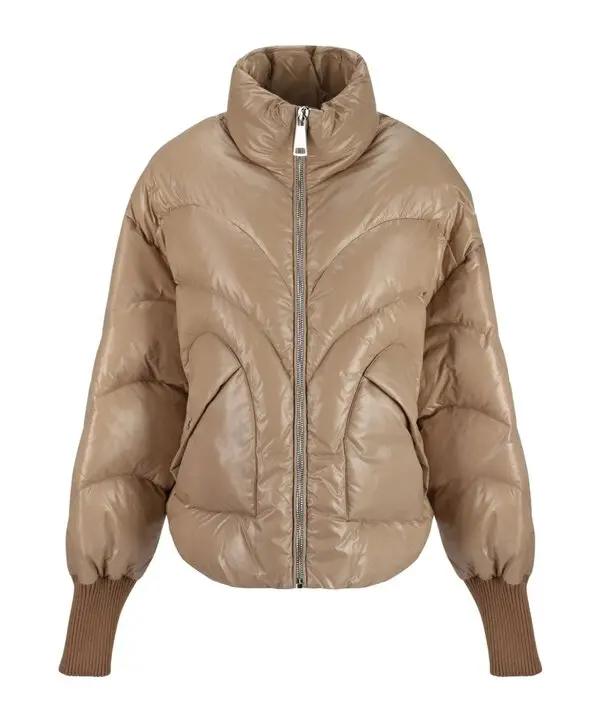 Khrisjoy Corazon Shiny Puffer Jacket - Beige