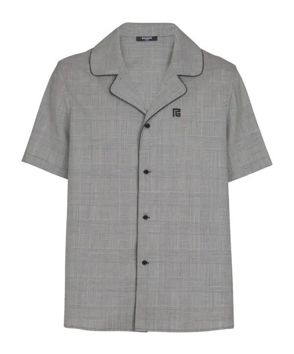 Balmain Short-sleeved Prince Of Wales Shirt - Gray