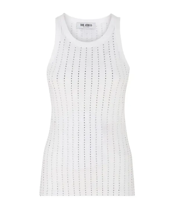 Attico Ribbed Knit Tank Top - White