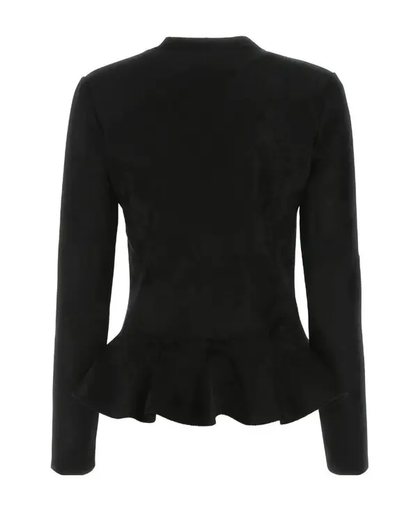 Alaïa Peplum Velvet Knit Cardigan