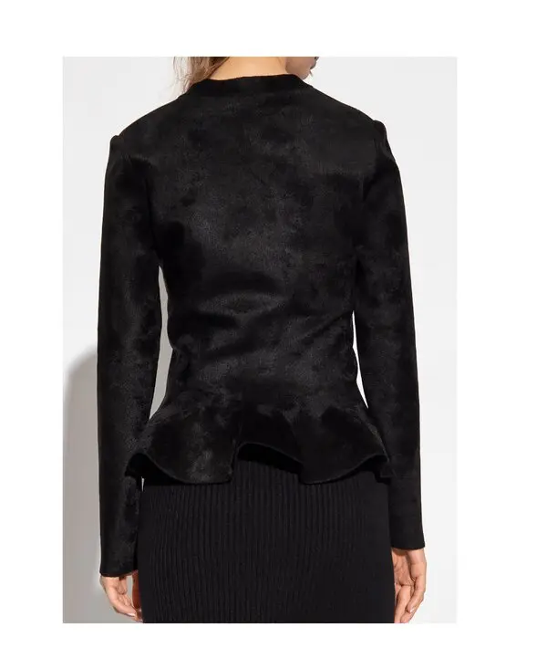 Alaïa Peplum Velvet Knit Cardigan