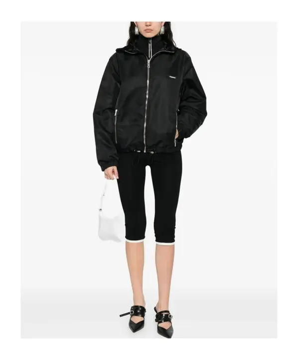 Coperni Zip-front Hooded Jacket With Drawstring Hem - Black