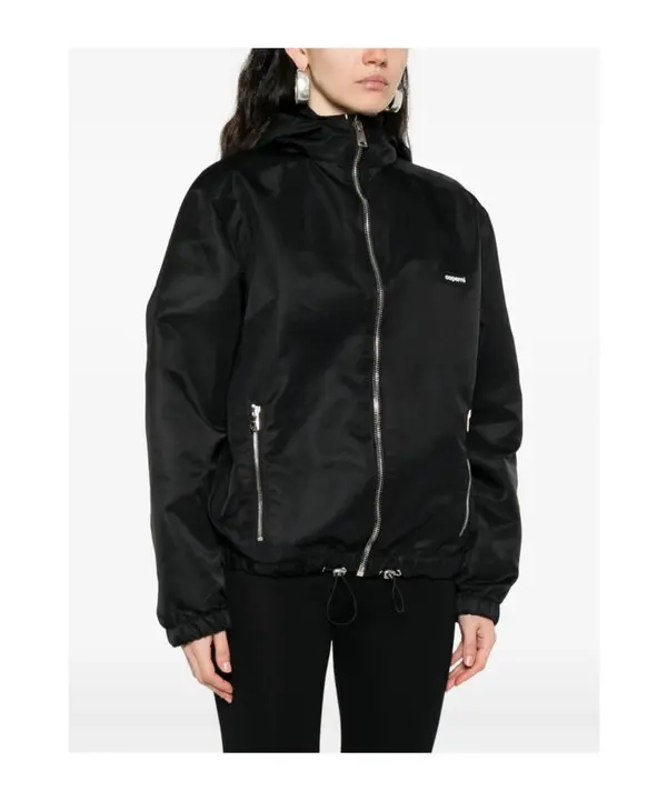 Coperni Zip-front Hooded Jacket With Drawstring Hem - Black