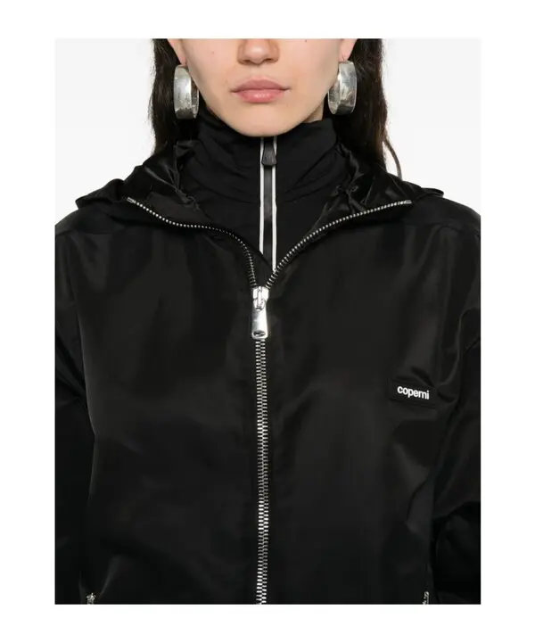 Coperni Zip-front Hooded Jacket With Drawstring Hem - Black