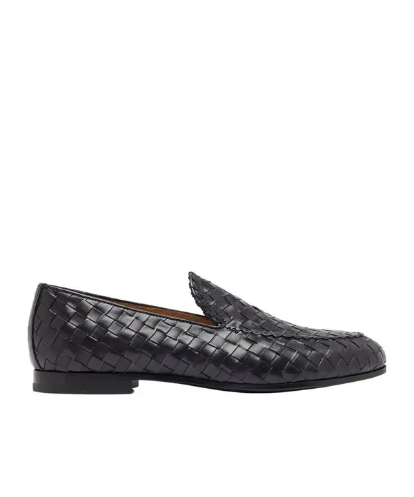 SCAROSSO Vittorio Woven Calf Leather Loafers
