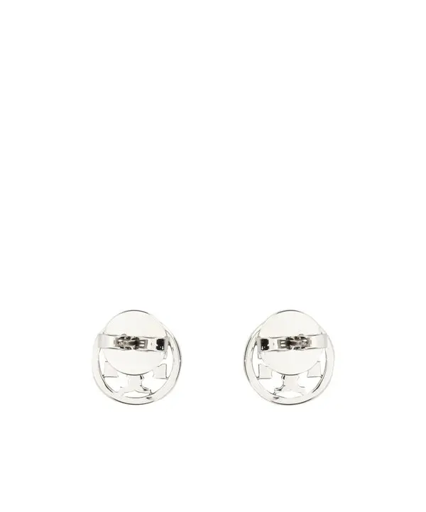 Tory Burch Double T Logo Stud Earrings - White