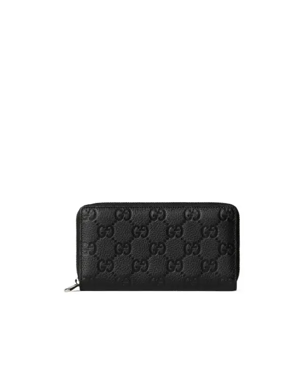 Gucci Imprint Zip Around Wallet - Black