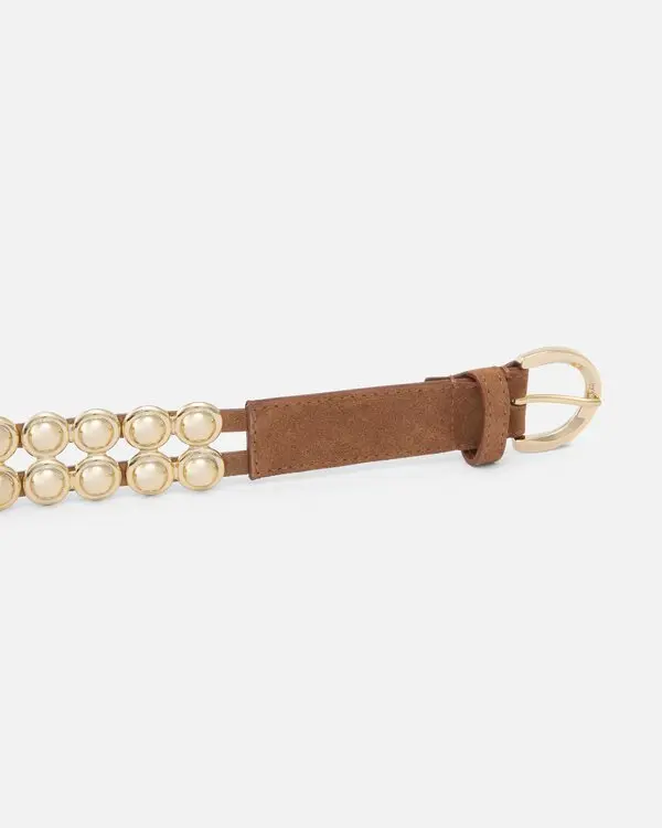 Pinko Love Stud Embellished Leather Belt