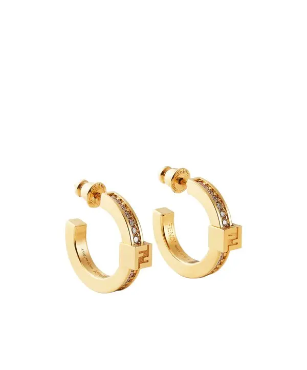 Fendi Embellished Hoop Earrings - Golden