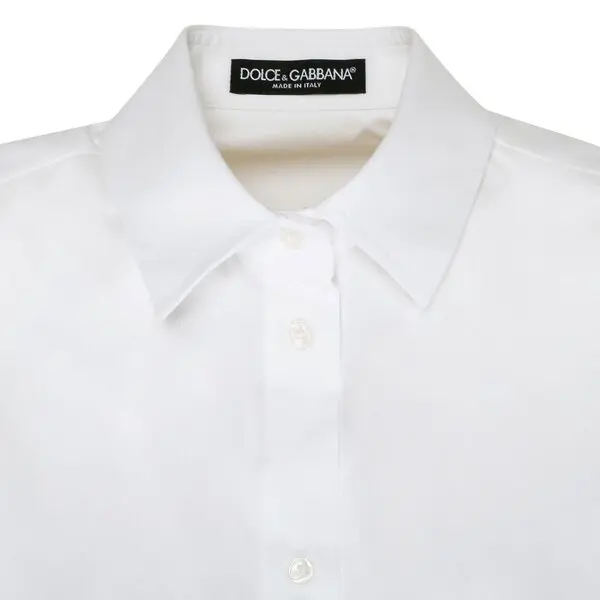 Dolce & Gabbana Lace Trim Cropped Poplin Shirt - No