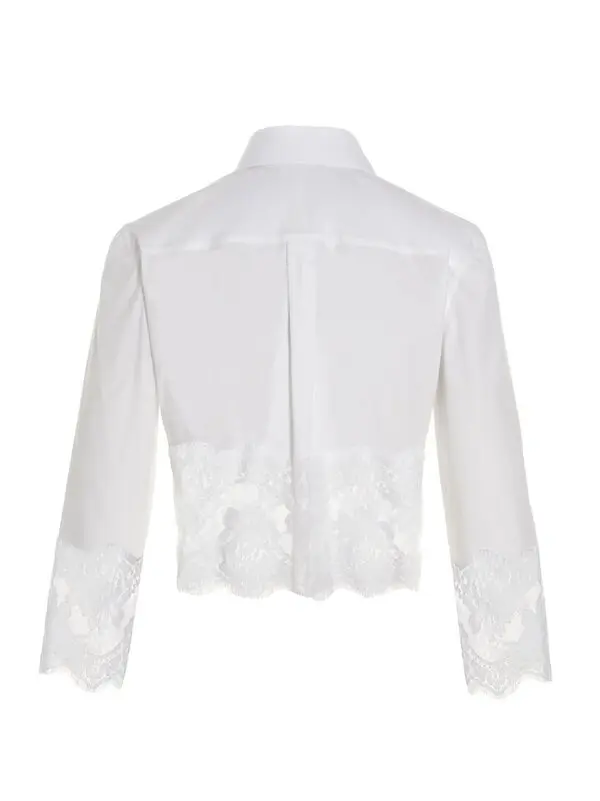 Dolce & Gabbana Lace Trim Cropped Poplin Shirt - No