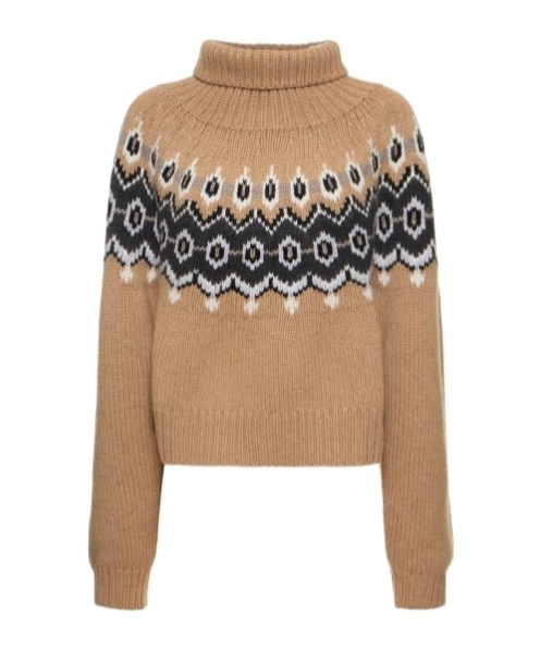Khaite Amaris Fair Isle Turtleneck Sweater - Nude