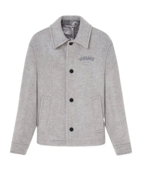 Versace Logo Embroidered Button-up Blouson Jacket