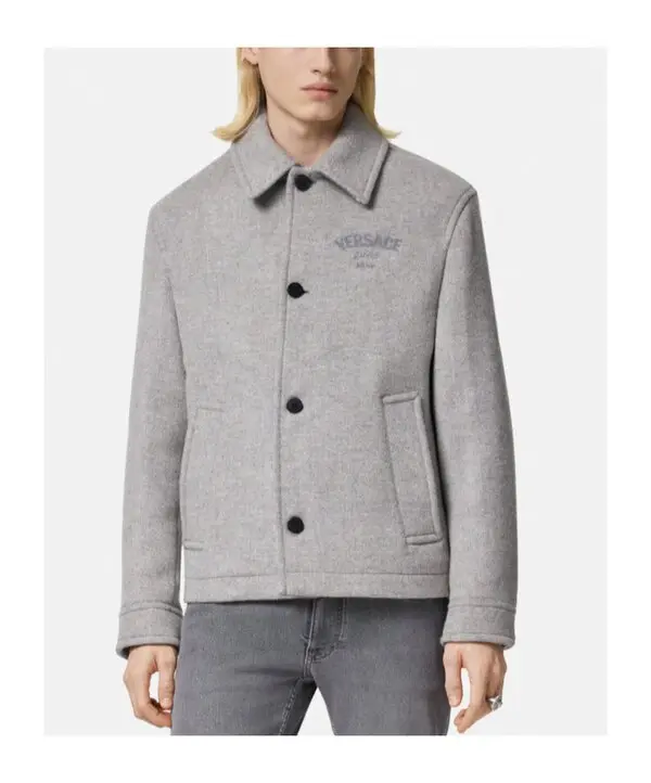 Versace Logo Embroidered Button-up Blouson Jacket