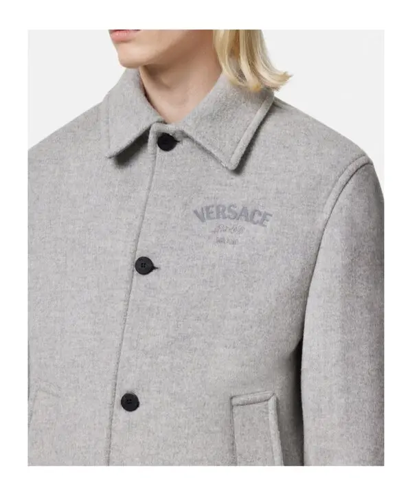 Versace Logo Embroidered Button-up Blouson Jacket