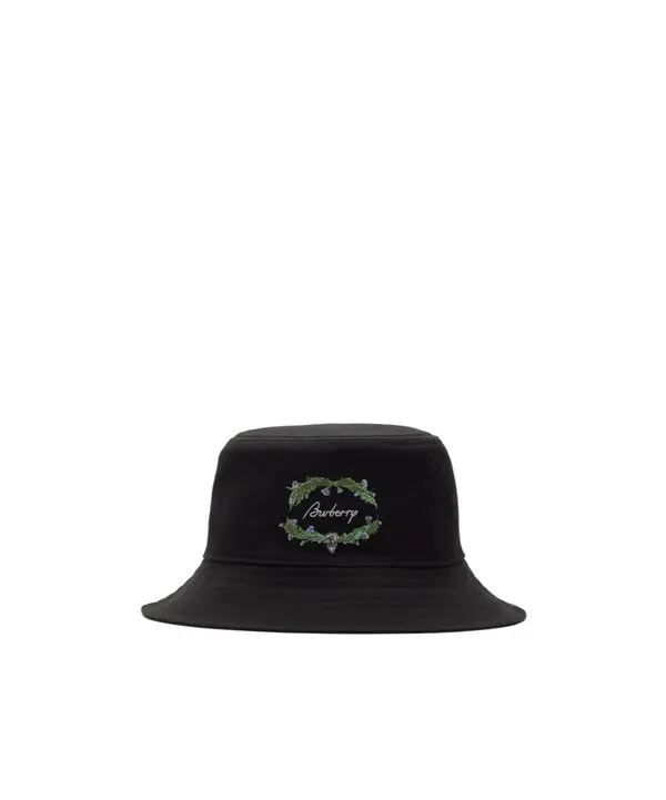 Burberry Embroidered Logo Bucket Hat - Coal