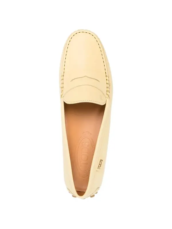 TOD'S Penny Strap Leather Loafers - Yellow