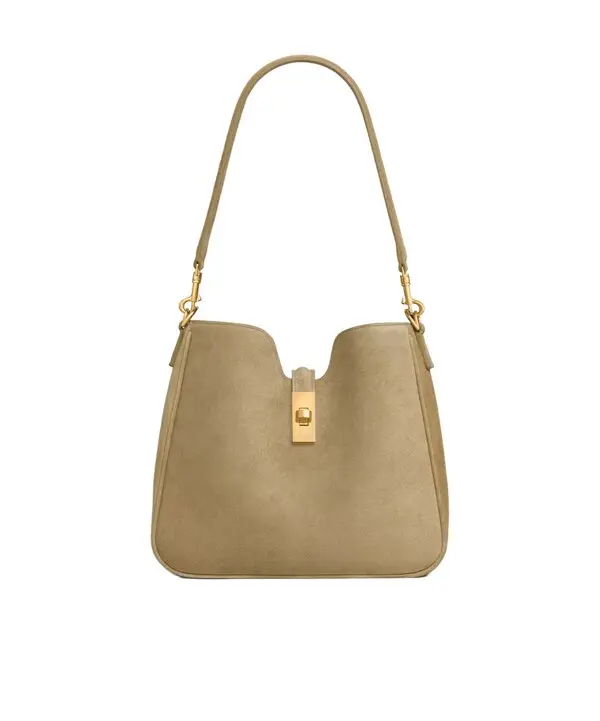 Celine Small Camille 16 Soft Bag In Suede Calfskin - Ecru Stone