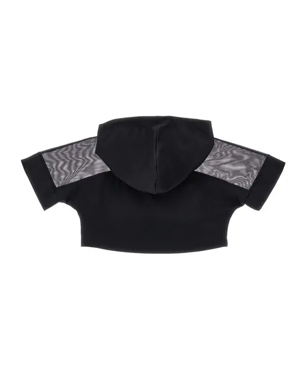 Monnalisa Sheer-trimmed Cropped T-shirt With Hood
