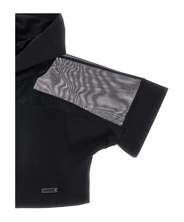Monnalisa Sheer-trimmed Cropped T-shirt With Hood