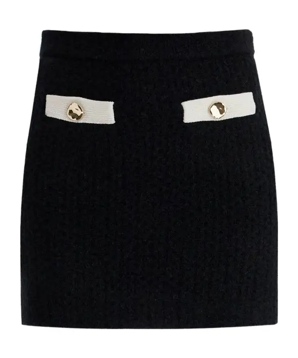 SELF-PORTRAIT Knitted Mini Skirt - Black