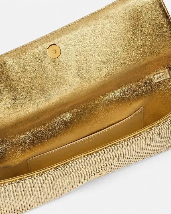 Versace Embellished Chain-linked Clutch Bag - Gold