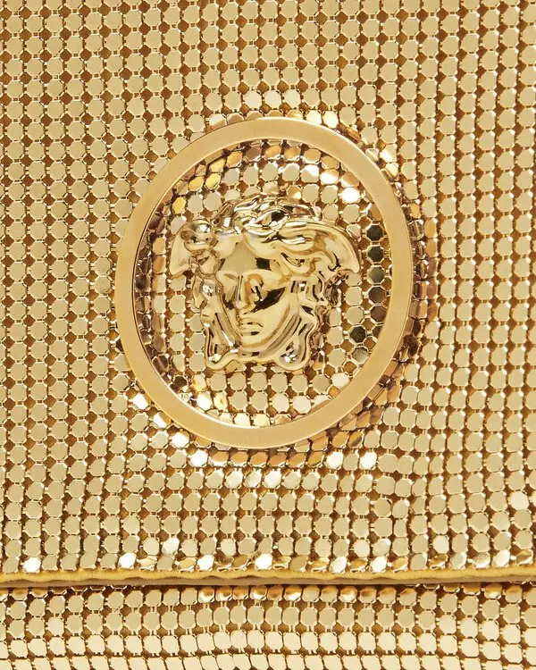 Versace Embellished Chain-linked Clutch Bag - Gold