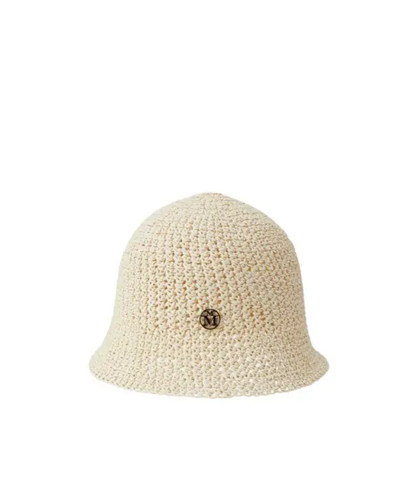 MAISON MICHEL Logo Plaque Woven Bucket Hat - Nude